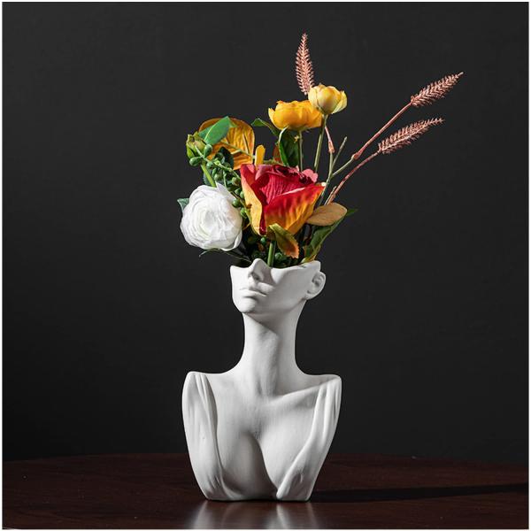 商品名: TTANTWFO ヘッド花瓶 フェイス花瓶 ボディ花瓶 バスト像 モダン装飾 花瓶装飾 女性 男性へのギフトに リビングルーム ホームデコレーション テーブルセンターピース (A) TTANTWFO 7.56'' Head Vas...