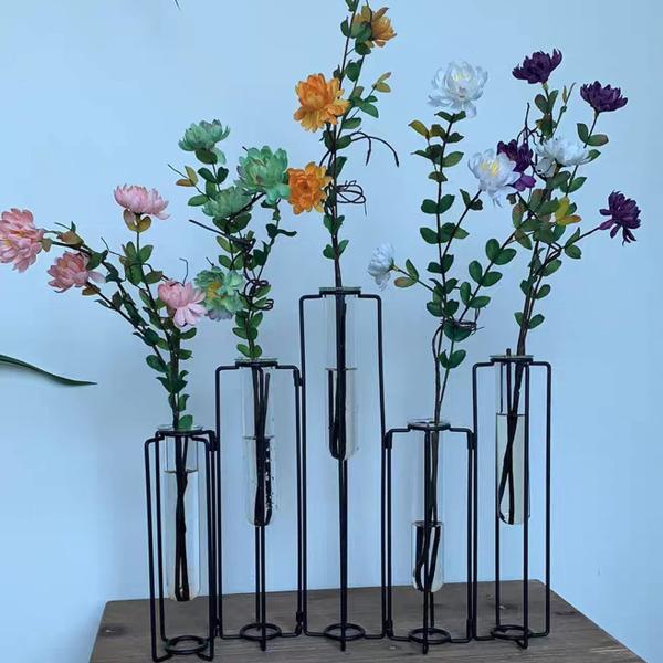 商品名:  Geometric Vase Black Hinged Esmiome - Vases for Centerpieces with 5 Test Tubes, Geometric Decor Metal Frame can be...