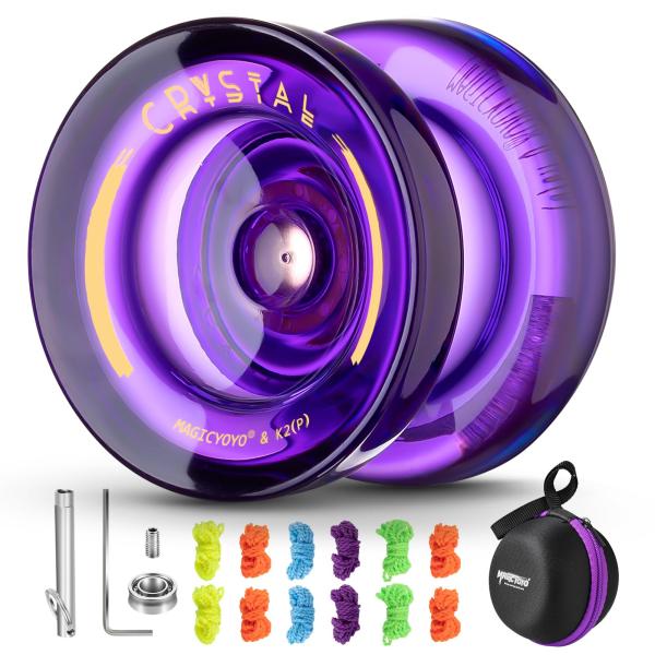 商品名: Responsive Yoyo 子供用 K2 クリスタルパープル 多目的プラスチック ヨーヨー 初心者向け 交換用無反応ボールベアリング 上級者用 + 取り外しベアリングツール + ヨーヨーストリング12個 + バッグ Respo...