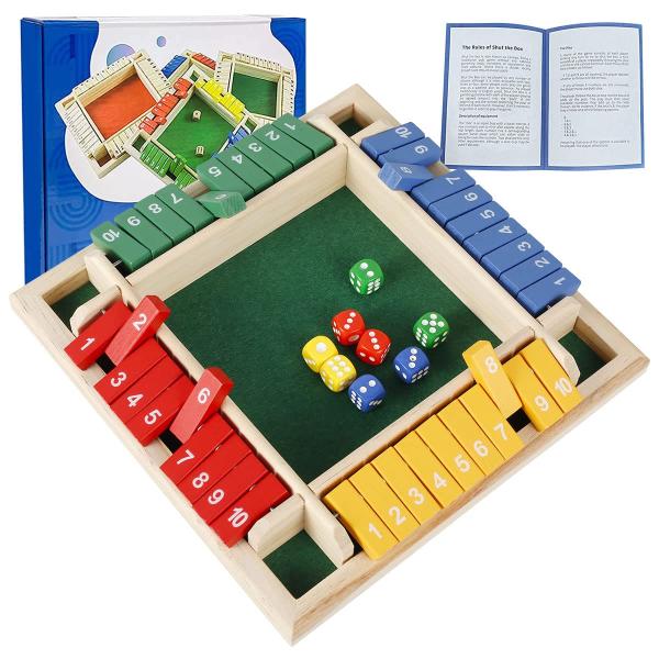 商品名: Shut The Box (シャット・ザ・ボックス) ダイスゲーム 木製ボードテーブル 数学ゲーム 2~4人用 ファミリークラシック 卓上バージョンゲーム カラーダイス8個付き 教育学習インタラクティブゲーム 教室/自宅/パーティ...