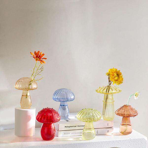 商品名: BFYDOAA カラーガラス つぼみ 花瓶 6個セット ミニ マッシュルーム テラリウム 水耕栽培 植物 繁殖ステーション 花 リードディフューザー テーブルセンターピース BFYDOAA Colored Glass Bud Va...
