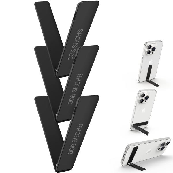 商品名: DOB SECHS 携帯電話キックスタンド スティックオン 超薄型 ポータブル 縦横 携帯電話スタンド 角度調整可能 アルミニウム合金携帯電話キックスタンド 携帯電話 iPad タブレット用 ブラック 3個セット DOB SECH...