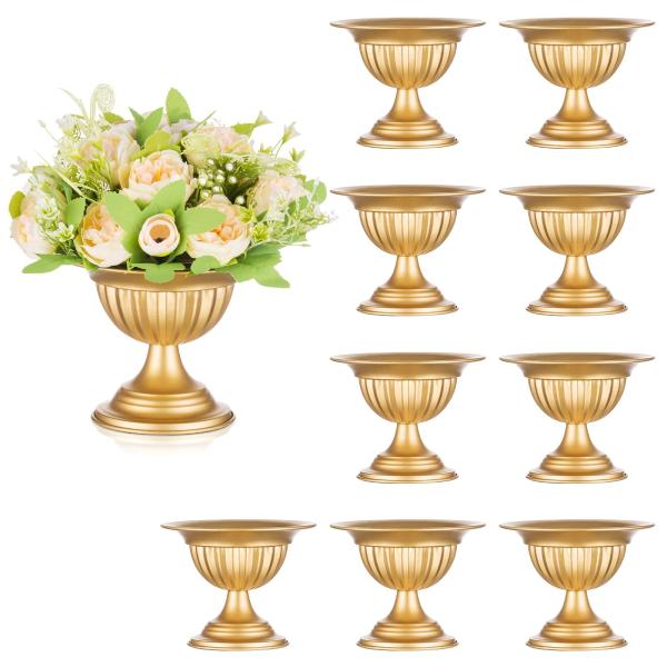 商品名: Sziqiqi ゴールドメタル壺花瓶 花用 - 10個 ヴィンテージ 小さな花瓶 結婚式の装飾 ミニフラワーアレンジメント テーブル花瓶 プラントポット ウェディングパーティー センターピース 装飾 バルク Sziqiqi Gol...