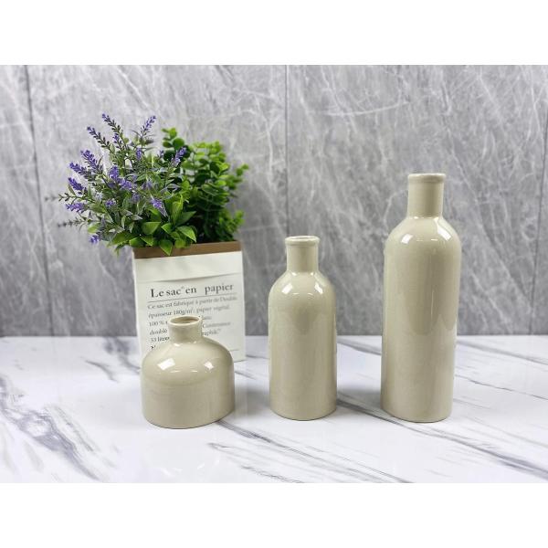 商品名: ホームデコレーション用セラミック花瓶 3点セット 装飾用花瓶 ドレッサー装飾 モダンな農家の装飾 マントル装飾 セラミック花瓶 花用花瓶 装飾花瓶 セラミック花瓶 ホワイト (ライトタン/エクリュ) Ceramic Vases f...