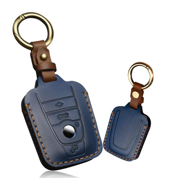 商品名:  KUNIO Car Key Fob Cover Fit for BMW 2014 2019 I3 I8 Key Protective Cover Keychain Key chain Leather Key Holder 4 B...