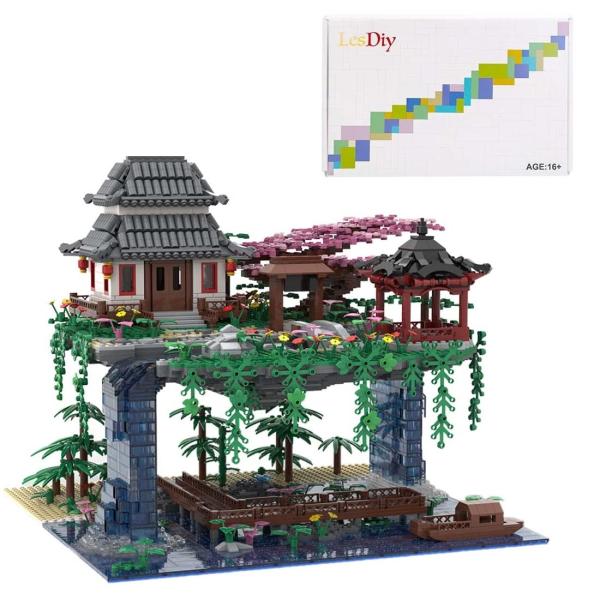 商品名:  PHYNEDI East-Mystery Floating Island Bricks Model, MOC Creative DIY Assembly Small Particle Architecture Water Pla...