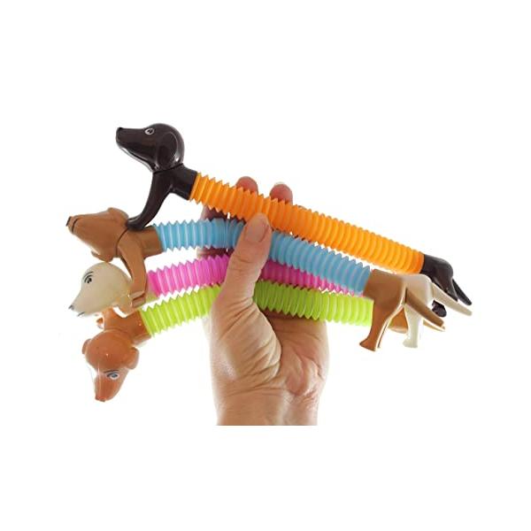 商品名:  Curious Minds Busy Bags Set of 4 Cute Weiner Dog Pull and Pop Snap Animal Expanding Flexible Accordion Tube Toy - ...