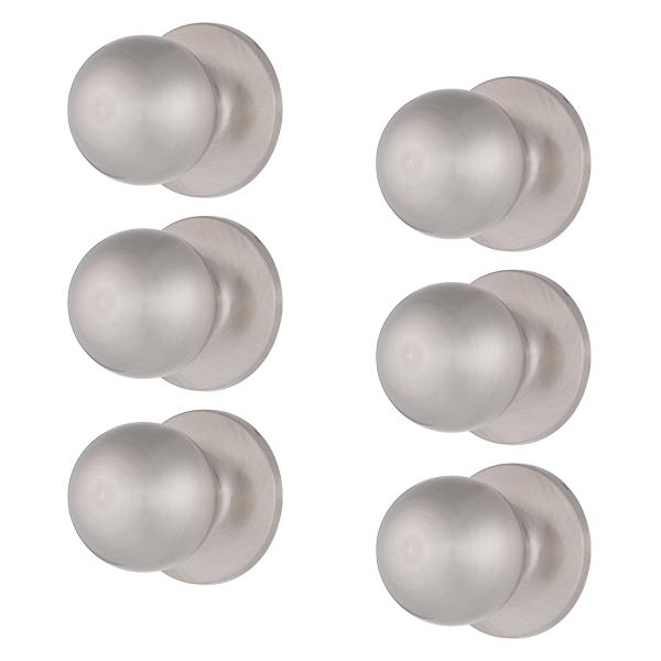 商品名: BRINKS ? 6個パック サテンニッケル トランジショナルクローゼット通路ラウンドドアノブ ? つや消しニッケル モダンホール フラットドアノブ 光沢ニッケル BRINKS ? 6-Pack Satin Nickel Tran...