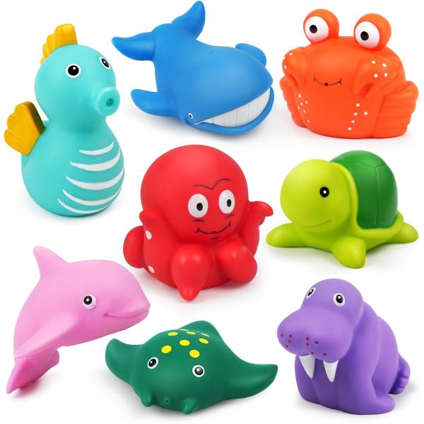 商品名:  LotFancy Bath Toys for Kids Ages 1-3, Mold Free Bath Toys for Infants Toddlers, 8PCS No Holes Ocean Sea Animal Bat...