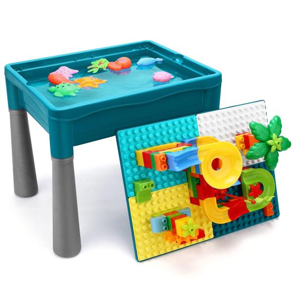 商品名:  NIWOTA Double Sided Kids Activity Table with Storage, All-in-1 Multi Activity Table, 105pcs Marble Run Building Bl...