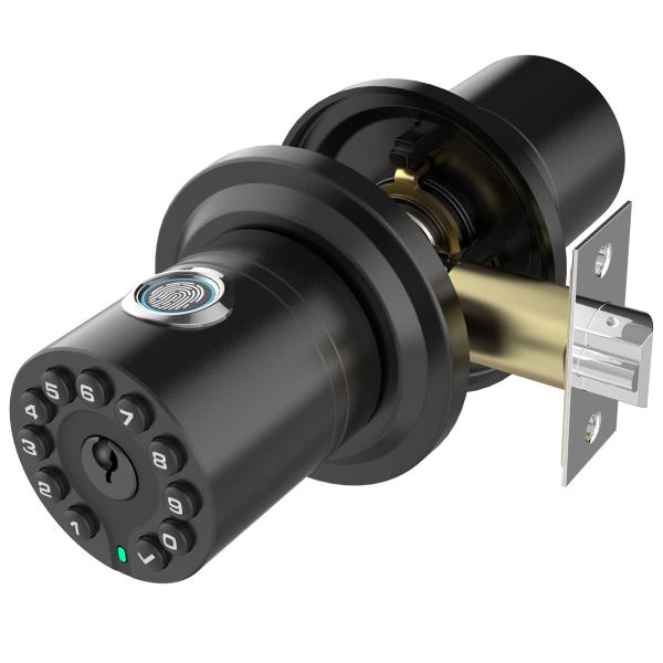 商品名: iuknob 指紋ドアノブ キーパッドとキー付き スマートバイオメトリックデジタルロック 音声ナビゲーションプログラミング 亜鉛電子ハンドル インテリアドア 玄関ゲート 寝室 ガレージ用 iuknob Fingerprint Do...