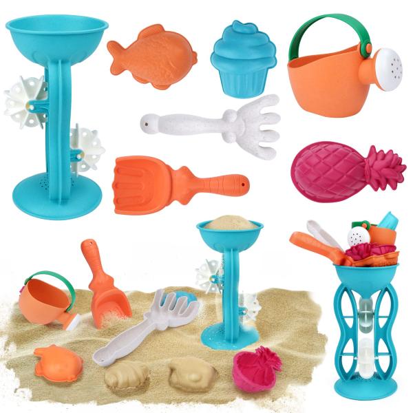 商品名:  deAO Kids Beach Sand Toys Set Wheat Straw Material Sand Water Wheel Beach Molds Beach Shovel Rake &amp; Watering C...