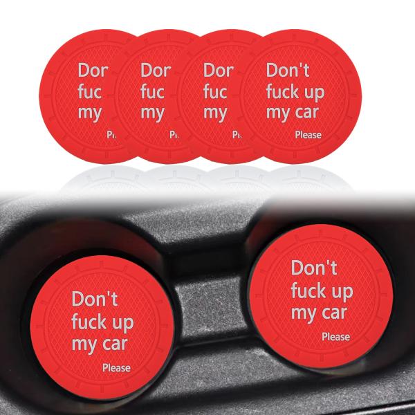 商品名:  4PCS Car Cup Holder Coaster, Don't Fuck up My Car Please, Non-Slip Cup Holder Embedded Decorative Funny Coaster Su...