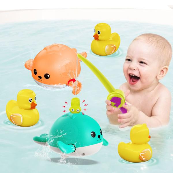 商品名:  MOONTOY Fishing Bath Toys for Toddler 1-3 Magnetic Fishing Games Bathtub Toys, Baby Bath time Toys with Wind-Up Sw...
