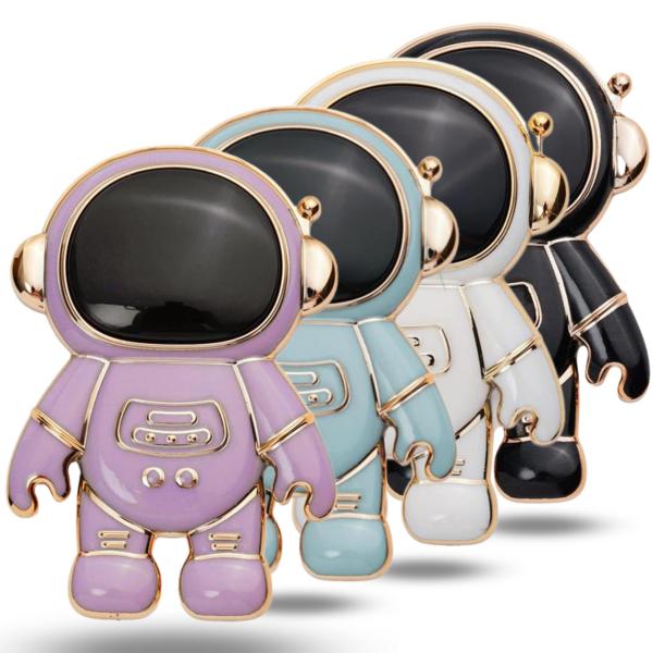 商品名: 4個パック - 宇宙飛行士 電話リングホルダー フィンガーキックスタンド - かわいい折りたたみ式スペースフォンバックグリップ スマートフォン隠しスタンド | すべての携帯電話とタブレットに対応 (ブラック、ホワイト、ピンク、グリ...