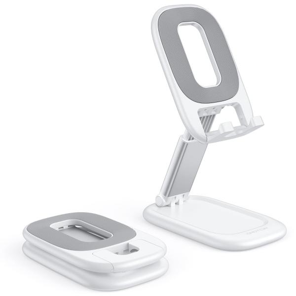 商品名: OMOTON (オモトン) 折りたたみ式携帯電話スタンド 完全ポータブル携帯電話スタンド 弱い携帯電話アクセサリー 高さ調節可能な携帯電話ホルダースタンド 充電穴付き すべてのスマートフォンに対応 ホワイト OMOTON Fold...