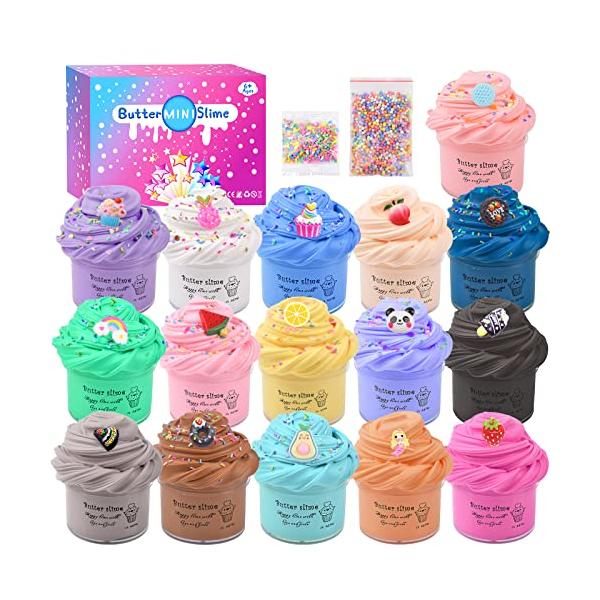 商品名:  16 Pack Mini Butter Slime Kit for Kids, with Watermelon, Lemon, Cherry, Slime Accessories, Stress Relief Toys for ...