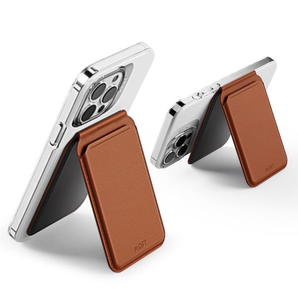 商品名: MOFT MagSafe ウォレットカードホルダー 調節可能な磁気ウォレットスタンド オープンIDウィンドウ付き クイックアクセスフラッシュ電話スタンド iPhone 14/13/12シリーズ用 カードホルダー2個 ブラウン MO...