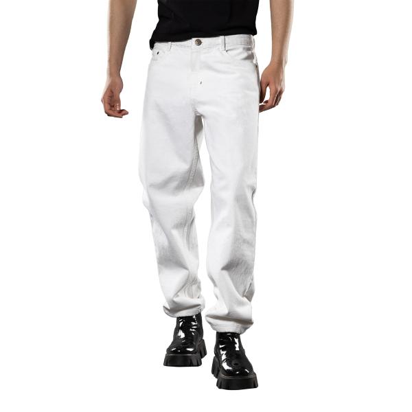 商品名:  Rhysley Upgrade Your Style Men's White Relaxed Fit Jeans - Soft Washed Cotton Denim Pants with 5 Pocketsブランド: Rhys...