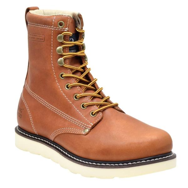 商品名:  King Rocks 822P6 8" Round Toe Wedge Leather Comfortable Work Boots Construction Ironworker (10.5 D(M) US, Brun-6)ブ...