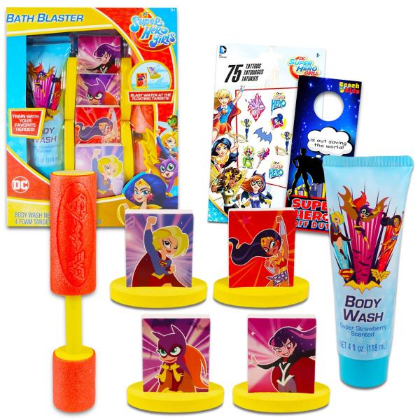 商品名:  DC Superhero Girls Bath Toys Set - Bundle with 6 Pc Superhero Girls Water Blaster, Targets, Body Wash, Tattoos, an...