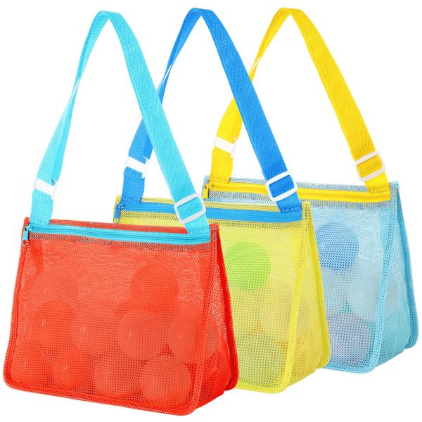 商品名: MARFOREVER ビーチトイ メッシュビーチバッグ 貝殻バッグ 砂のおもちゃ 貝殻収集バッグ 貝殻入れ用 スイミングプールバッグ 収納バッグ 調節可能なキャリーストラップ付き 男の子と女の子用 3個パック MARFOREVER...