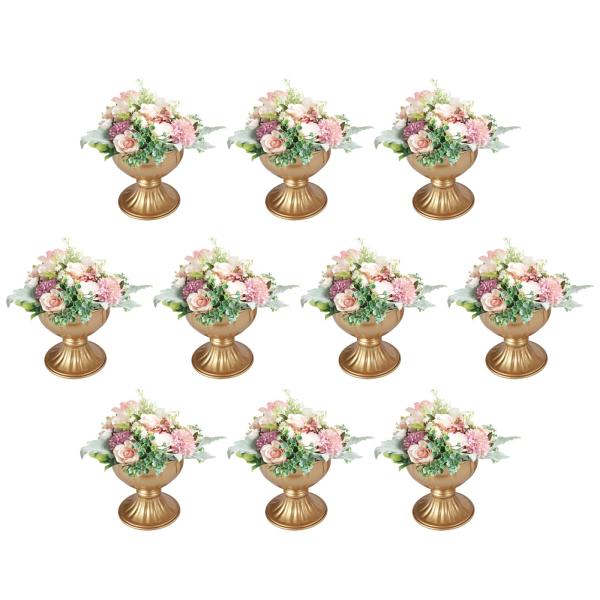 商品名: 10個 ゴールドフラワー花瓶 ウェディングセンターピース装飾 フラワートランペット花瓶 レセプション用テーブルフラワーベース パーティー/記念日/誕生日用ホームフラワースタンド 10 Pcs Gold Flowers Vases ...