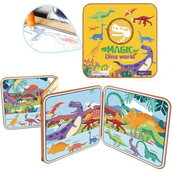 商品名: mierEdu (ミエデュ) 幼児用 水彩画ブック 再利用可能 水明きアクティビティ 落書きブック 子供用 (Dino World) mierEdu Paint with Magical Water Coloring Books ...