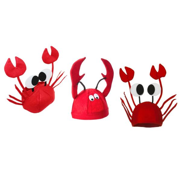 商品名: 3パック - ドレスアップハット フェルトカニハット ザリガニハット パーティーアクセサリー ノベルティハット イースター ハロウィン クリスマス パフォーマンスパーティー用 3 Pack - Dress Up Hats Felt...