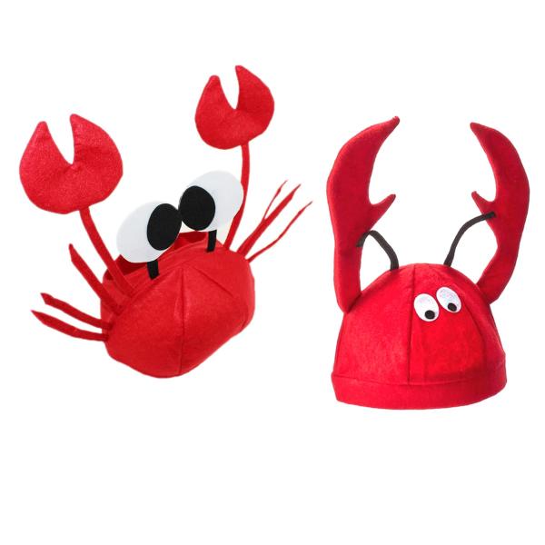 商品名:  2 Pcs Funny Hats Crab Hat Lobster Hat Dress Up Hat, Novelty Piece Hats Roleplay Costumes Theme Party Accessoriesブラ...