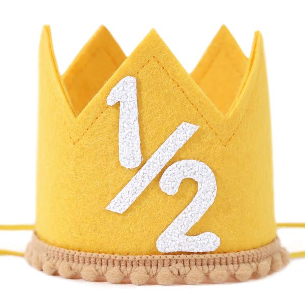 商品名:  Baby Half Birthday Crown - 1/2 Birthday Hat Yellow , Yellow Crown for Half Birthday Party , Baby Girls/boys Birthd...