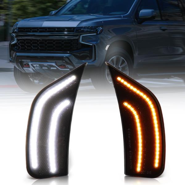 商品名:  Switchback Amber White LED Side Marker Lights Replacement for 2021 2022 2023 Chevy Tahoe Suburban GMC Yukon XL Den...