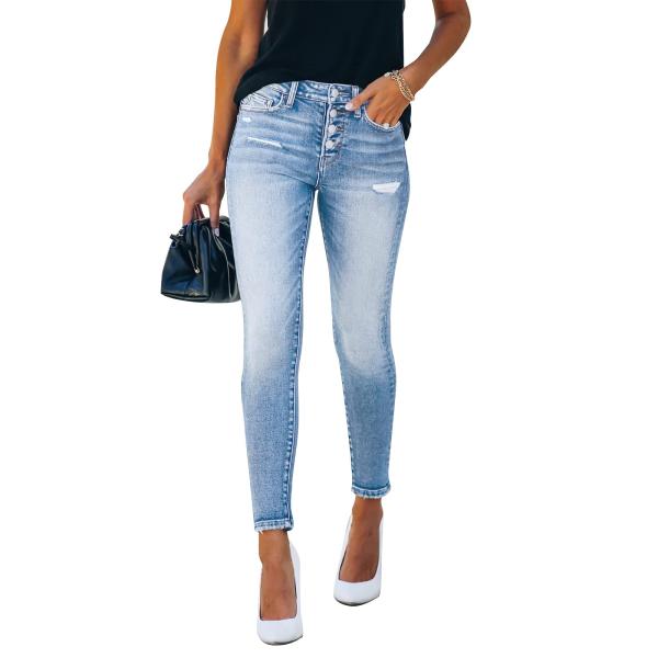 商品名:  KUNMI Women's Ripped Skinny Slim Fit Jeans Frayed Distressed Stretchy Denim Pantsブランド: KUNMI商品サイズ: 14高さ: 35.4076cm...