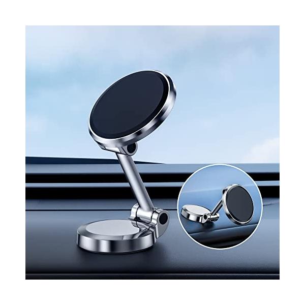 商品名: 車用磁気電話ホルダー [アップグレードされた強力な磁石10個] 合金折りたたみ式磁気車載電話ホルダーマウント 360°回転 ユニバーサルダッシュボード電話ホルダー 磁気カーマウント iPhone すべてのスマートフォン用 FONK...