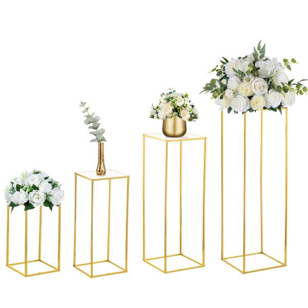 商品名:  NUPTIO Wedding Centerpieces for Tables with Acrylic Panel, 4 Pcs Tall Gold Vases for Centerpieces, Flower Stand fo...