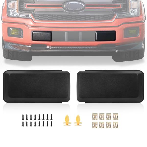 商品名: AUTOBABA F150 フロントバンパーガードパッドカバーインサートキャップ 2個 フォード F-150 2018 2019 2020 交換用 # JL3Z17E810AB フロント左ドライバー&amp;右助手席側用 (マット...