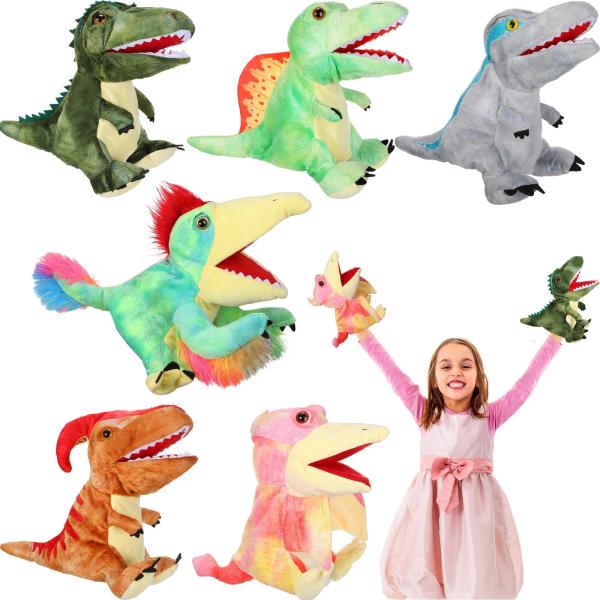 商品名:  Wettarn 6 Pieces Dinosaur Hand Puppets Plush Stuffed Animals Puppet Soft Dinosaur Toys Dinosaurs Plush Toys Intera...
