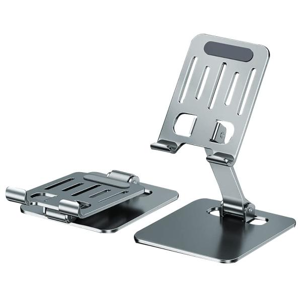 商品名: Pomoze アルミ合金電話スタンド メタルフォンスタンド 折りたたみ式デスクトップ電話スタンド この電話スタンドは、すべての4-10インチのiPhoneスマートフォン、タブレット、電子書籍リーダーに適しています (グレー) Po...