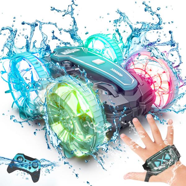 商品名:  Tecnock Amphibious Remote Control Car Boat, 4WD Gesture RC Car with Waterproof Remote Control, RC Stunt Car with L...