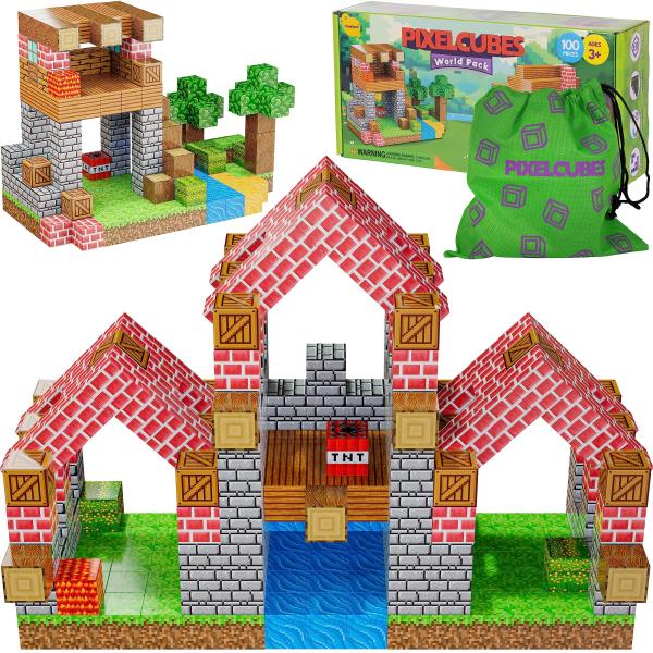 商品名:  BrainSpark 100PCS Magnetic Pixel Cubes World Pack Edition Magnet Building Blocks STEM Montessori Stacking Toys for...