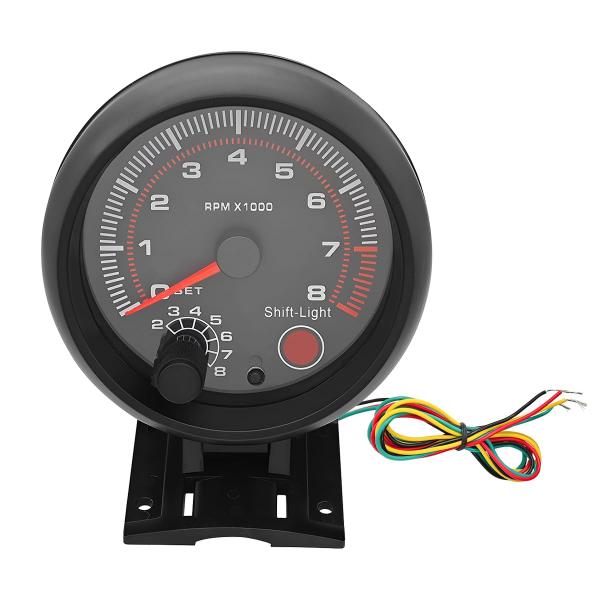 商品名: BESULEN タコメーターゲージ 12V ユニバーサル 3.75インチ ブラックタコメーターゲージ 0-8000RPM ホワイトLEDバックライト レッドシフトライト付き 自動車用交換用タコメーター ガソリン車4/6/8シリンダ...