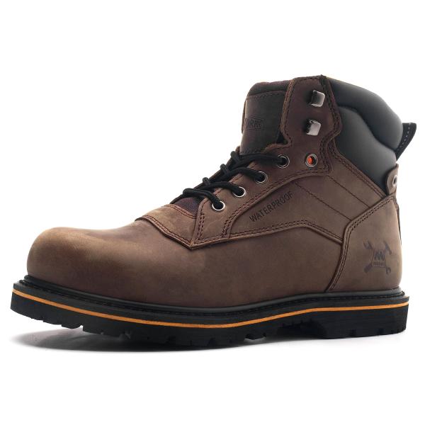 商品名:  MWORK 6" Leather Work Boots For Men Soft Toe Waterproof ASTM F2892-18 EH Rated Non Slip Construction&amp; Industri...