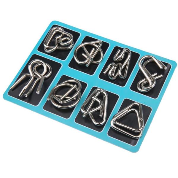 商品名:  Kids Brain Teaser IQ Test Toy Metal Wire Puzzle Set of 8 Iron Link Unlock Interlock Game Chinese Ring Magic Trick ...