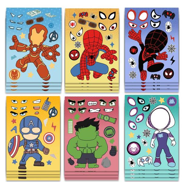 商品名:  24 pcs Kids Party Favors, Spider face Stickers, Make Your own Awesome Sticker boy Toy Gifts for Laptop, Wall, Wate...
