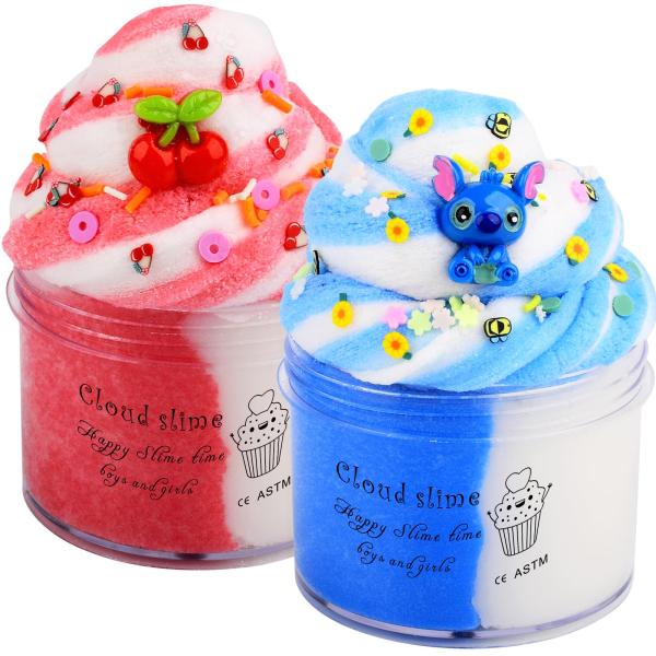 商品名: クラウドスライム 2点パック 2 Pack Cloud Slime Kit with Blue and Cherry Charms, Scented DIY Slime Supplies for Girls and Boys, P...