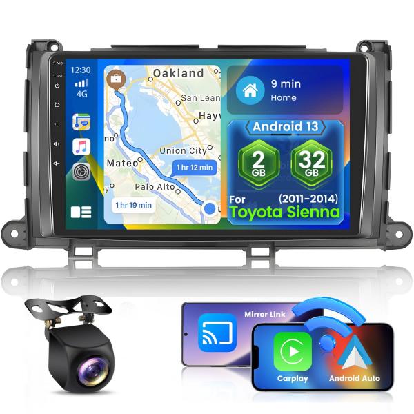 商品名:  Roinvou 2+32G Android CarPlay Stereo for 2011-2014 Toyota Sienna, 9'' Touch Screen in-Dash GPS Navigation with Bui...