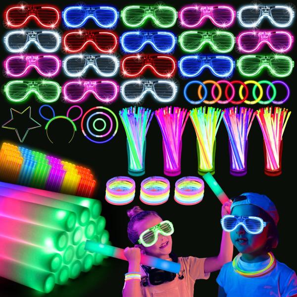 商品名: SHQDD 暗闇で光るパーティー用品 136個 フォームグロースティック 18個 LEDグラス18個 グロースティックブレスレット 100個 ネオンパーティー記念品 グローパーティー 結婚式 コンサート レイブ 誕生日用 SHQD...