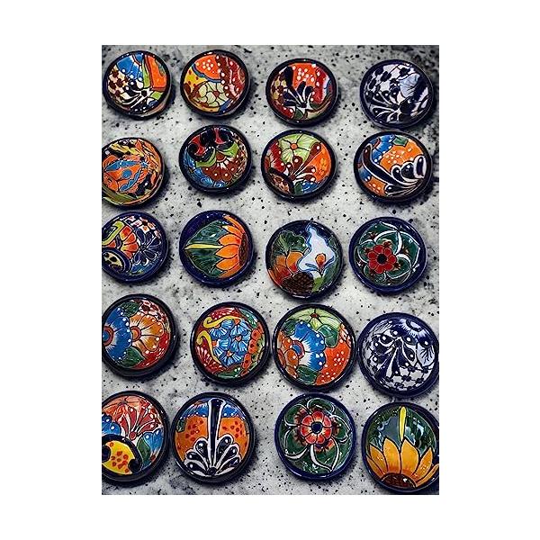 商品名:  Set of 4 Talavera Mexican Pottery Handmade Salsa Bowls - 4"x2" Condiment &amp; Prep Bowls for Dips, Sides, Snacks....