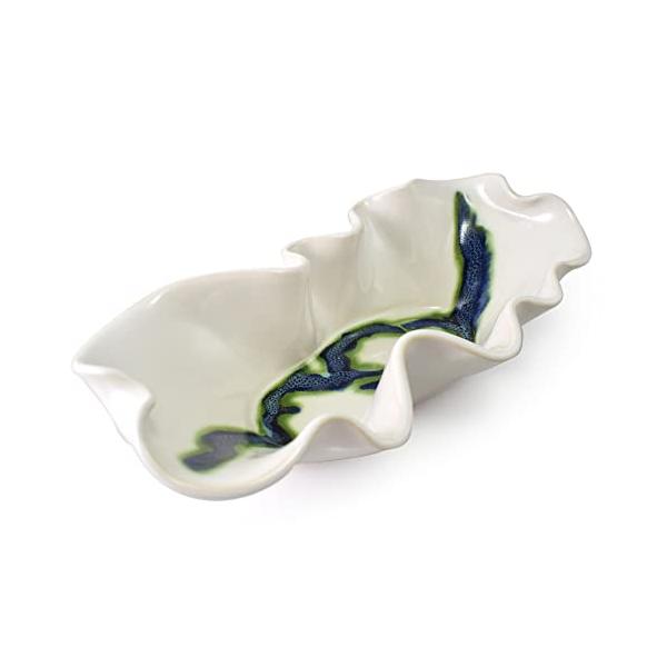 商品名:  Modern Artisans Hilborn Pottery Aurora Collection: Oblong Wave Bowl, 11", Blue/Whiteブランド: Modern Artisans商品サイズ: 11...