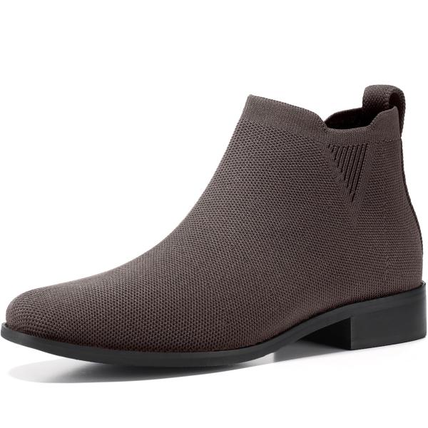 商品名:  Bacia Womens Ankle Boots Brown Square Toe Fall Chelsea Boots Low Heel Fashion Slip on Sock Booties Coffee 9 USブランド...